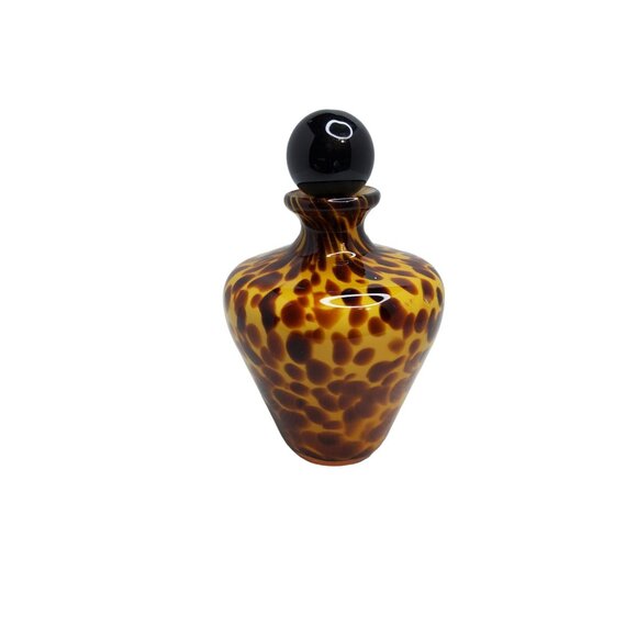 perfume bottle | Accents | Vintage Murano Style Leopard Pattern Black ...
